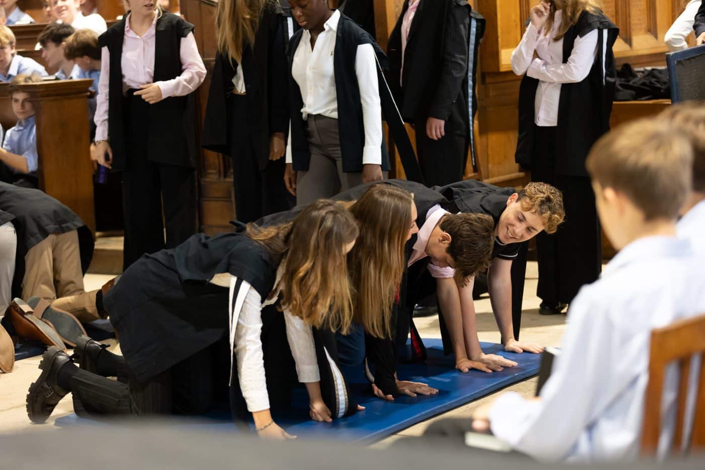 Prefects formed human pyramids to demonstrate the effectiveness of ...