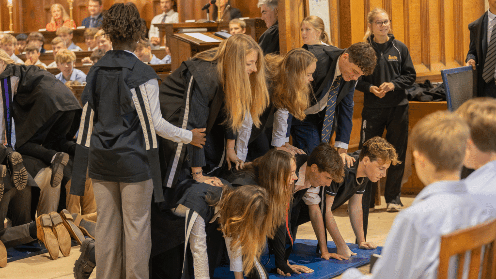Prefects formed human pyramids to demonstrate the effectiveness of ...