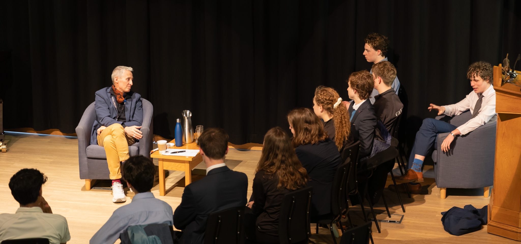 OG George Stiles gave a special presentation to pupils on his career in ...